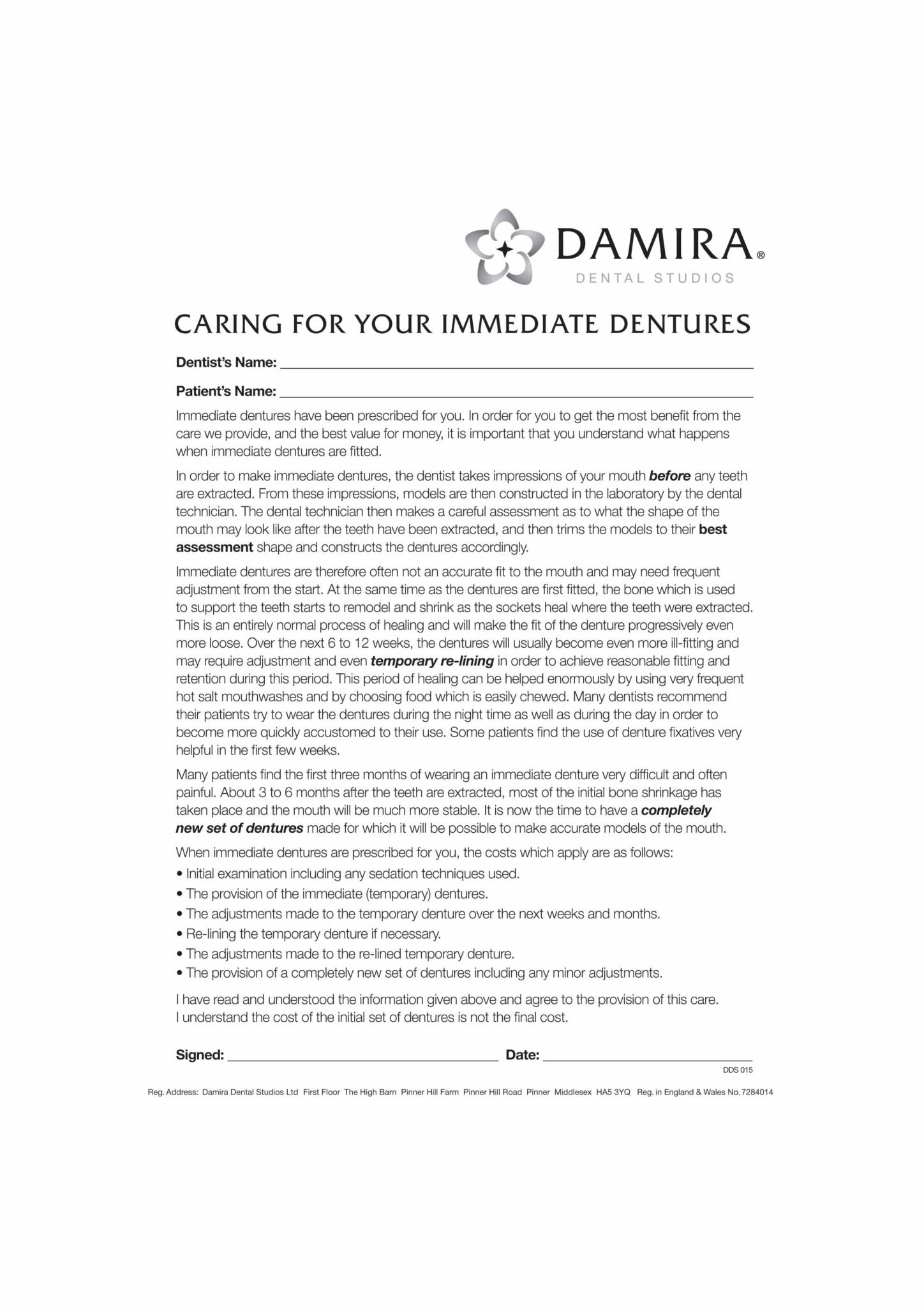 DDS 015 Caring For Your Immediate Dentures - WDP | Printer | Web ...